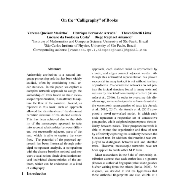 On the “Calligraphy” of Books - ACL Anthology