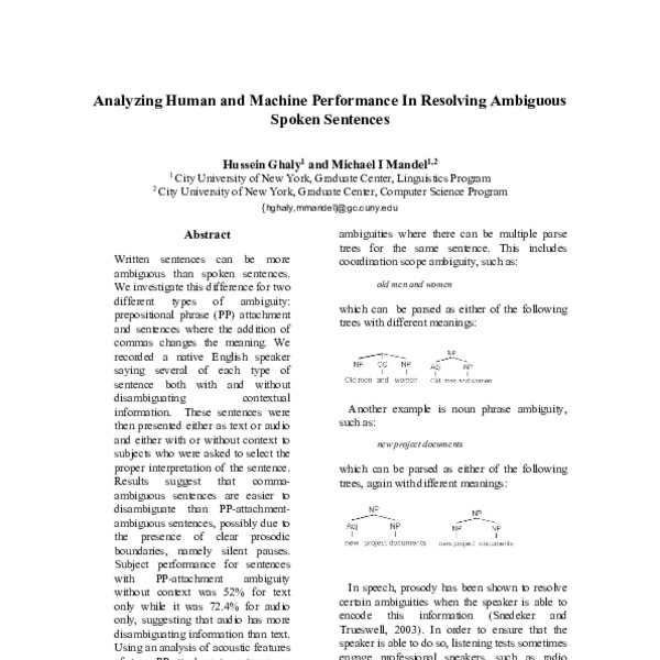 Analyzing Human and Machine Performance In Resolving Ambiguous Spoken ...
