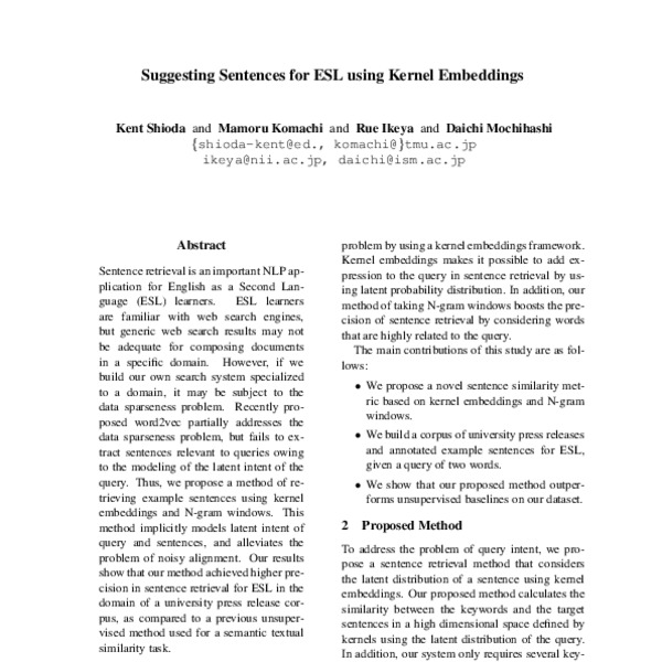 Suggesting Sentences for ESL using Kernel Embeddings - ACL Anthology