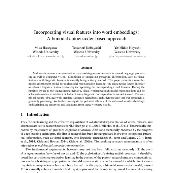 Incorporating visual features into word embeddings: A bimodal ...
