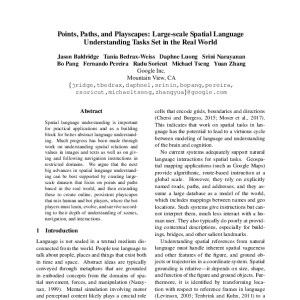 Points, Paths, and Playscapes: Large-scale Spatial Language ...