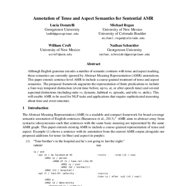 Annotation of Tense and Aspect Semantics for Sentential AMR - ACL Anthology