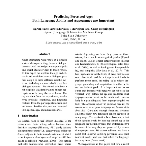Predicting Perceived Age: Both Language Ability and Appearance are ...