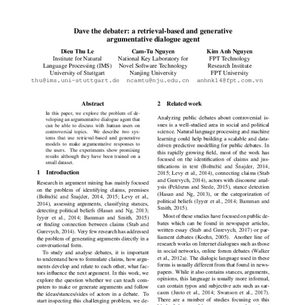 Dave the debater: a retrieval-based and generative argumentative ...