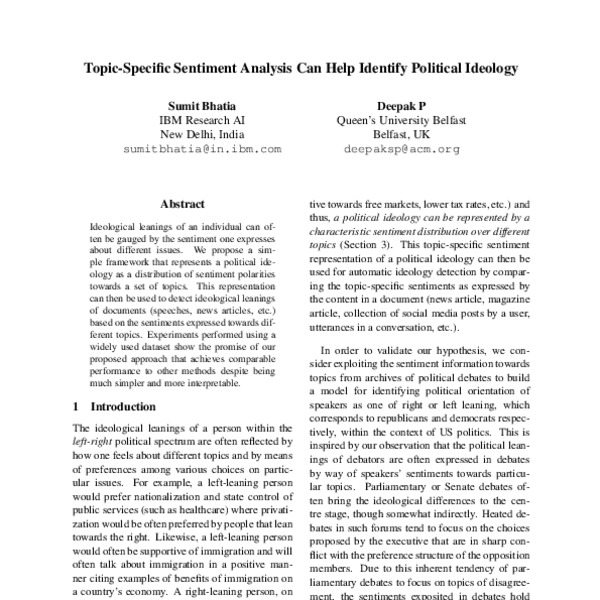 Topic-Specific Sentiment Analysis Can Help Identify Political Ideology ...