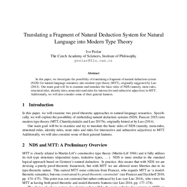 Translating a Fragment of Natural Deduction System for Natural Language ...
