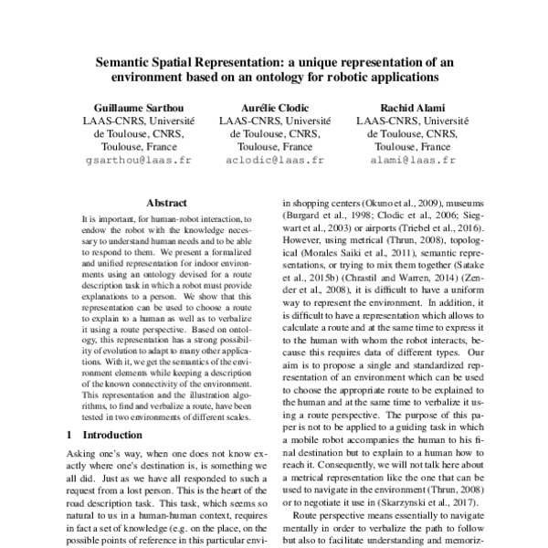 Semantic Spatial Representation: a unique representation of an ...