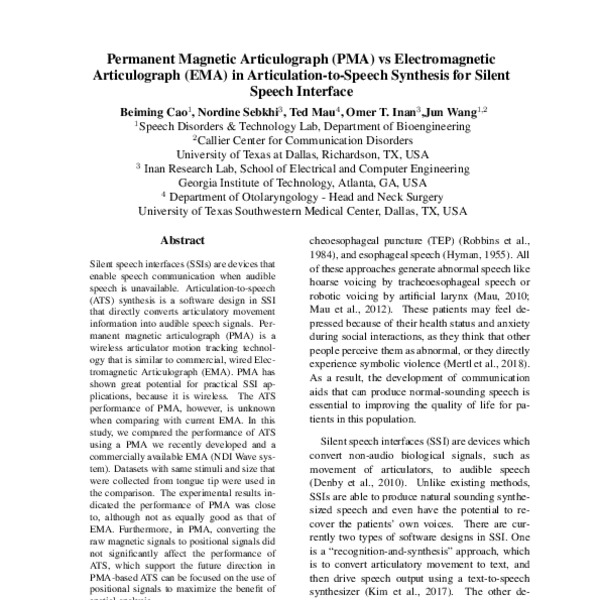 Permanent Magnetic Articulograph (PMA) vs Electromagnetic Articulograph ...