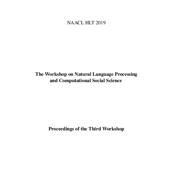 Proceedings Of The Third Workshop On Natural Language Processing And Computational Social
