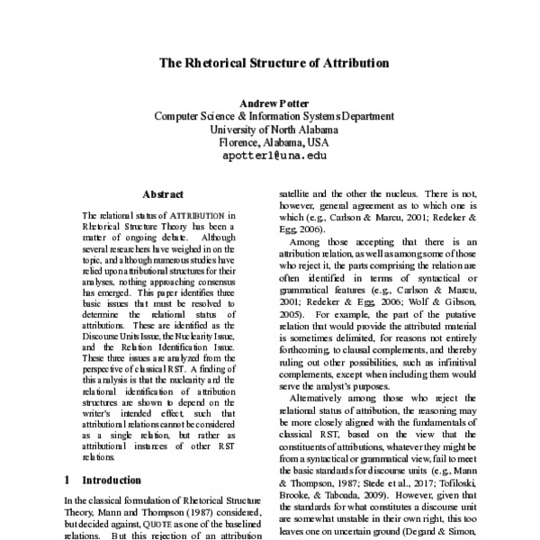 The Rhetorical Structure of Attribution - ACL Anthology