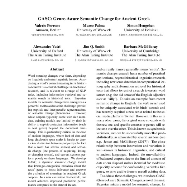 GASC: Genre-Aware Semantic Change for Ancient Greek - ACL Anthology