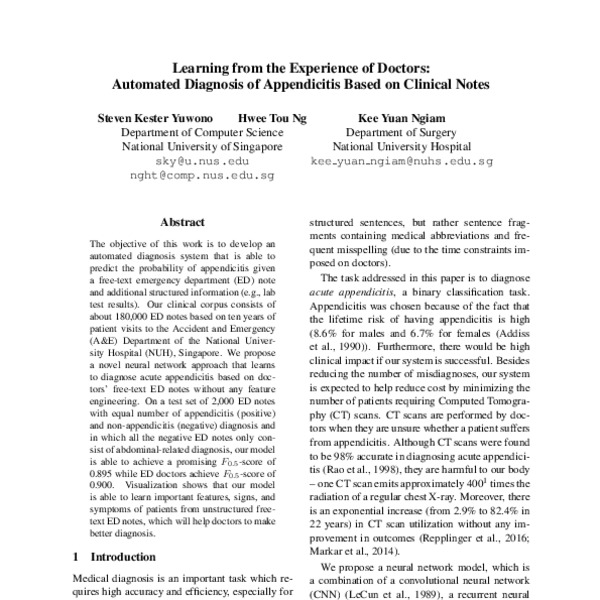 Learning from the Experience of Doctors: Automated Diagnosis of ...