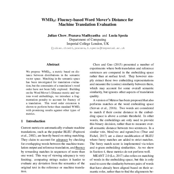 WMDO: Fluency-based Word Mover’s Distance for Machine Translation ...