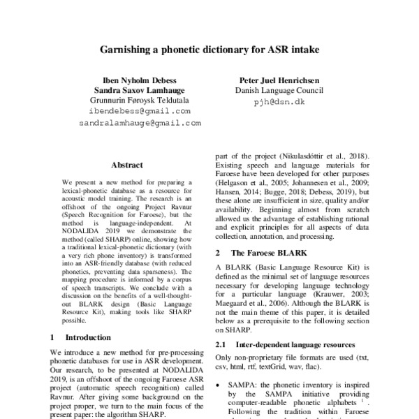 Garnishing a phonetic dictionary for ASR intake - ACL Anthology