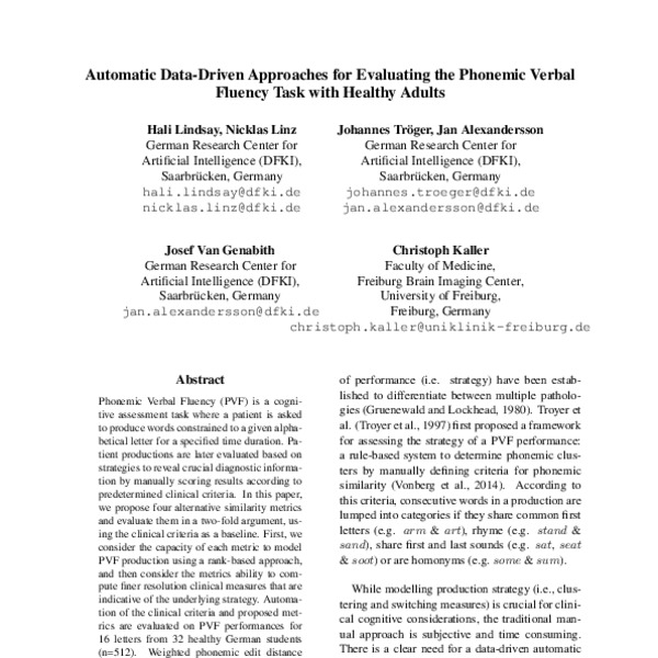 Automatic Data-Driven Approaches for Evaluating the Phonemic Verbal ...