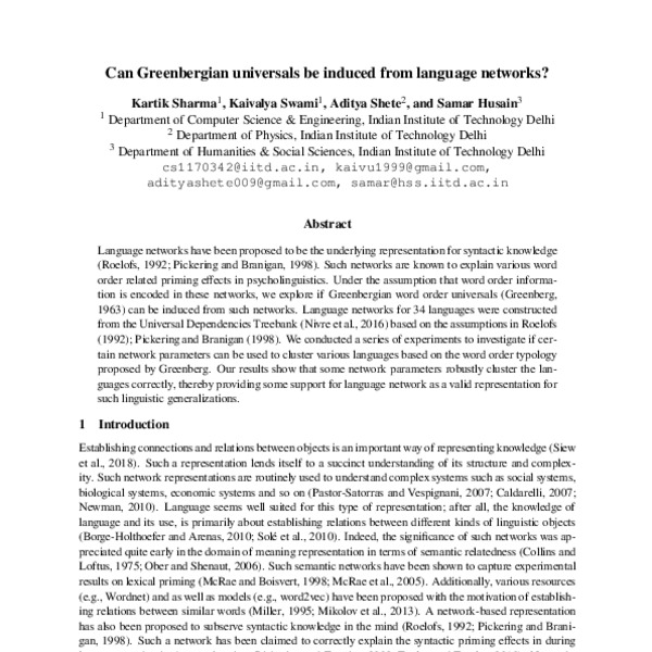 Can Greenbergian universals be induced from language networks? - ACL ...