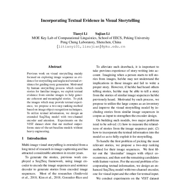 Incorporating Textual Evidence in Visual Storytelling - ACL Anthology