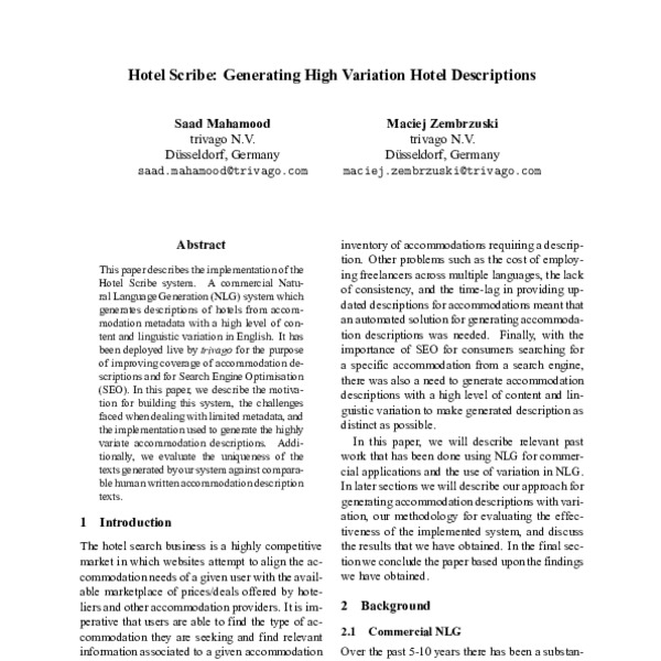 Hotel Scribe: Generating High Variation Hotel Descriptions - ACL Anthology