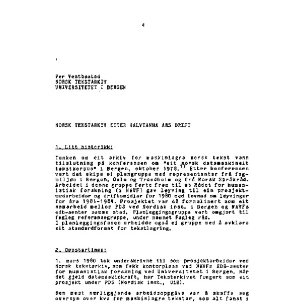 Norsk tekstarkiv etter halvtanna års drift (The Norwegian text archive ...