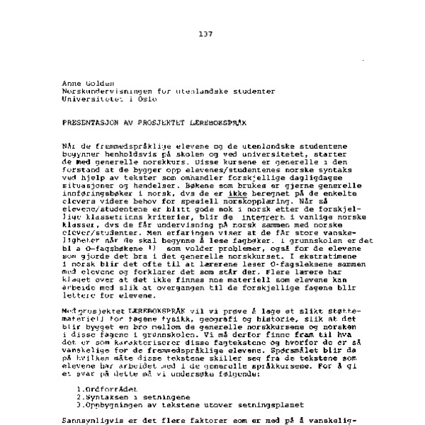 Presentasjon av prosjektet lærebokspråk (Presentation of the Textbook ...