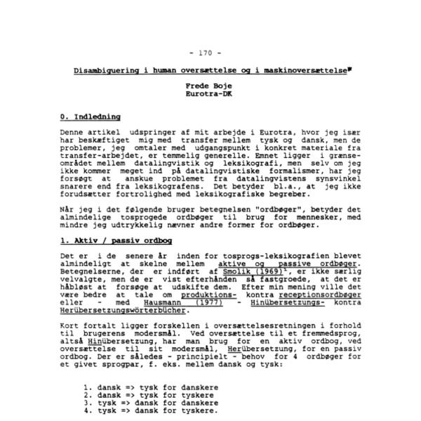 Disambiguering i human oversættelse og i maskinoversættelse ...