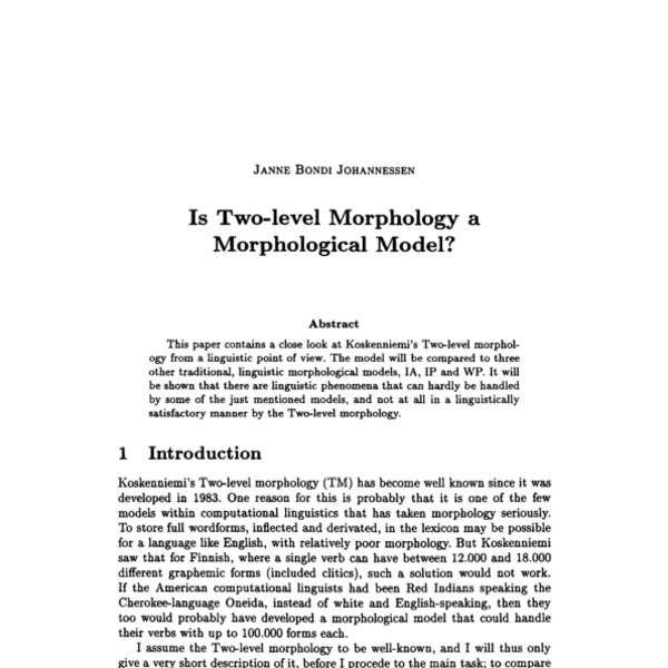 Is Two-level Morphology a Morphological Model? - ACL Anthology