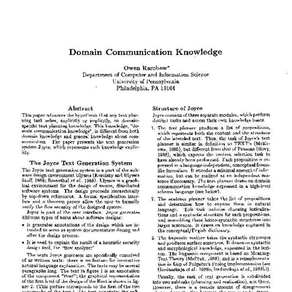 Domain Communication Knowledge - ACL Anthology