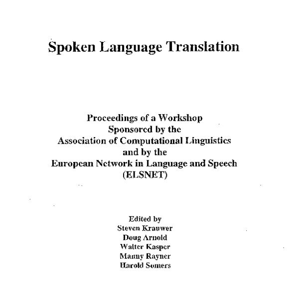 Spoken Language Translation - ACL Anthology