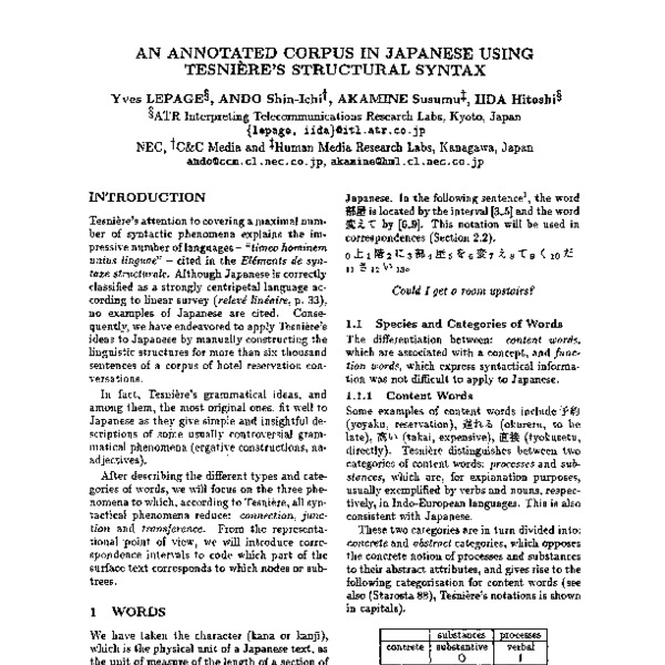 An Annotated Corpus in Japanese Using Tesniere’s Structural Syntax ...