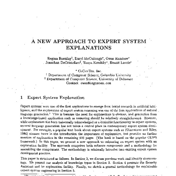 A New Approach to Expert System Explanations - ACL Anthology