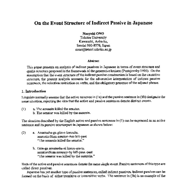 On the Event Structure of Indirect Passive in Japanese - ACL Anthology