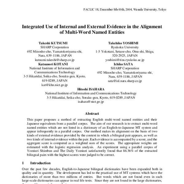 Integrated Use of Internal and External Evidence in the Alignment of ...