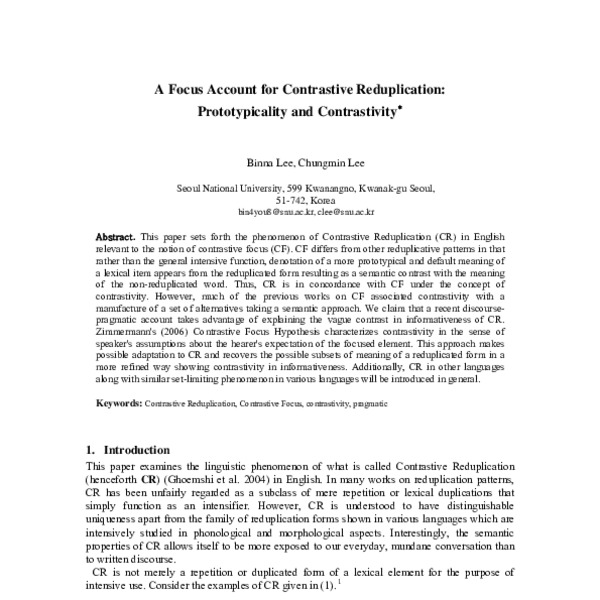 A Focus Account for Contrastive Reduplication: Prototypicality and ...