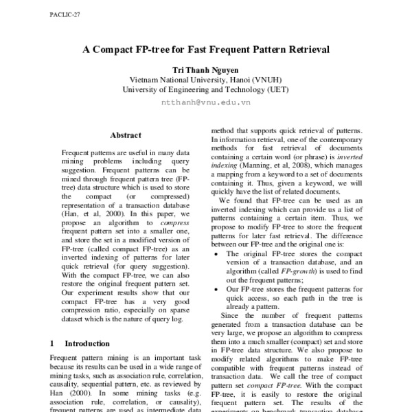 A Compact FP-Tree for Fast Frequent Pattern Retrieval - ACL Anthology