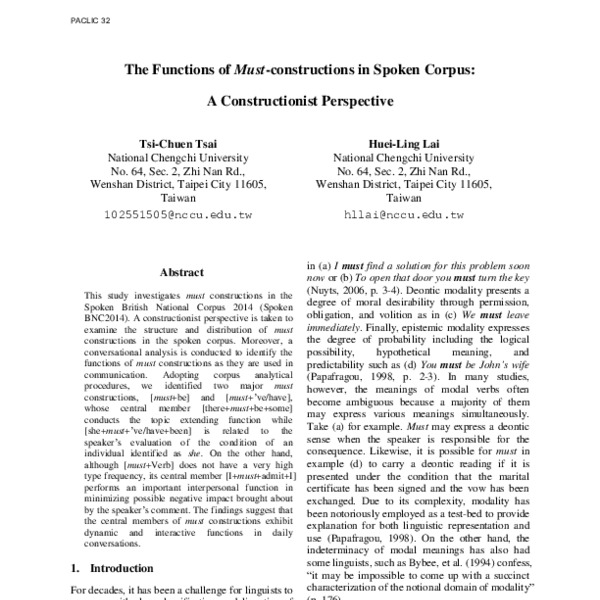 The Functions of Must-constructions in Spoken Corpus: A Constructionist ...