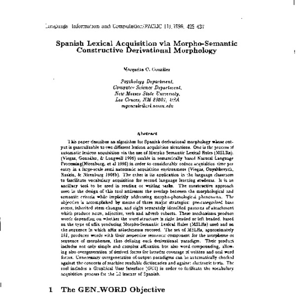 Spanish Lexical Acquisition via Morpho-Semantic Constructive ...
